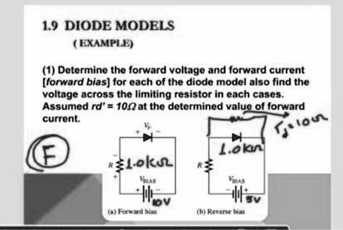 SOLVED: 1.9 DIODE MODELS EXAMPLE) (1) Determine the forward voltage and forward current [forward ...
