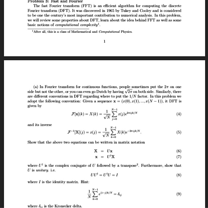 Problem S Fast And Fourier The Fast Fourier Transform Fft Is An Efficient Algorithm For 5527