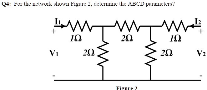 SOLVED: For the network shown in Figure 2, determine the ABCD parameters. Q4: For the network ...