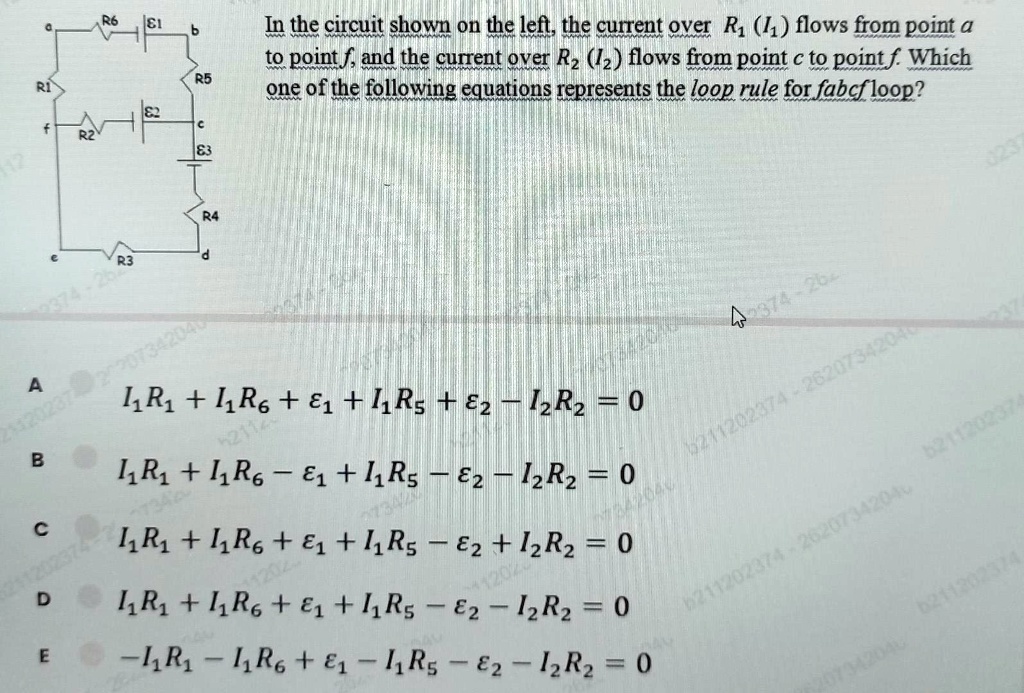 SOLVED: In the circuit shown on the left, the current over R1 flows from point a to point f and ...