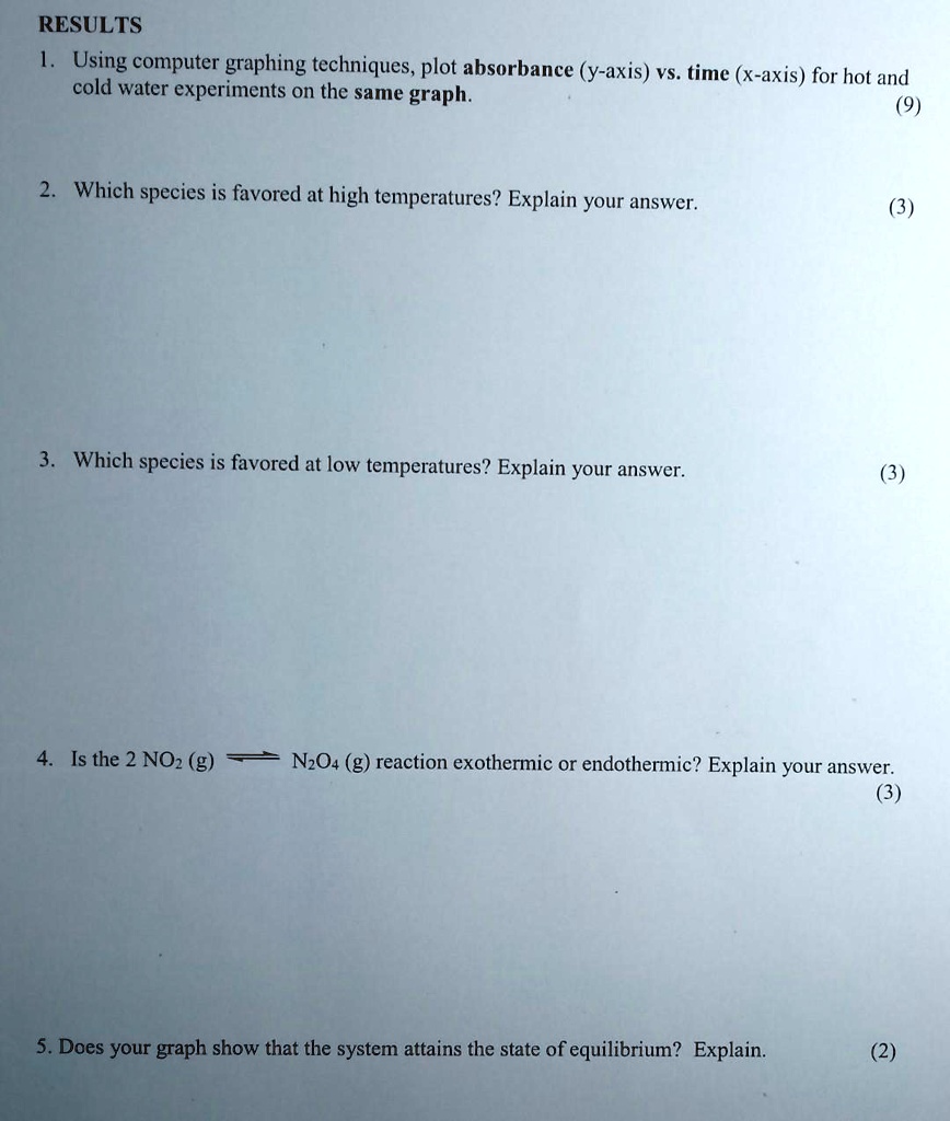 results using computer graphing techniques plot absorbance y axis vs time x axis for hot and ...