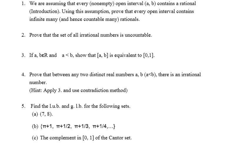 Solved We Are Assuming That Every Nonempty Open Interval A B7 Contains Rational