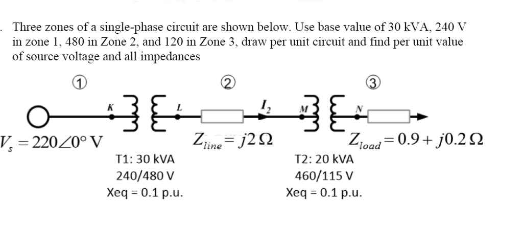 SOLVED: Three zones of a single-phase circuit are shown below. Use a ...