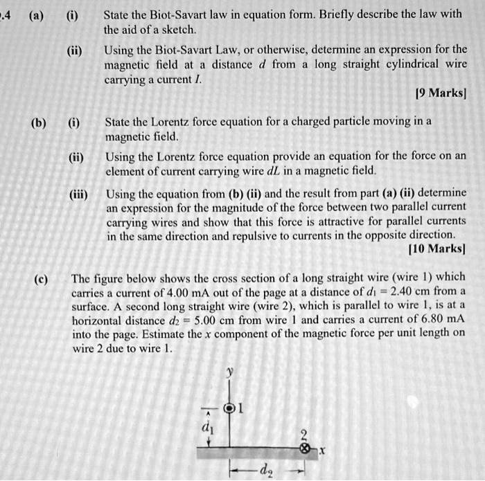 .4 (a) (i) State the Biot-Savart law in equation form. Briefly describe ...