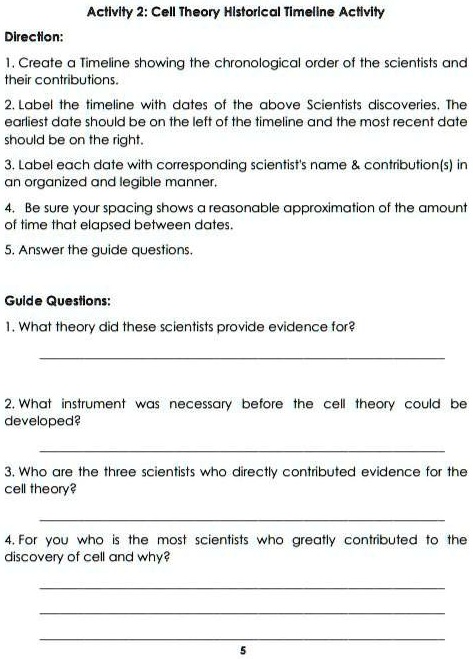 SOLVED: "Activity 2: Cell Theory Historical Timeline ActivityDirection ...