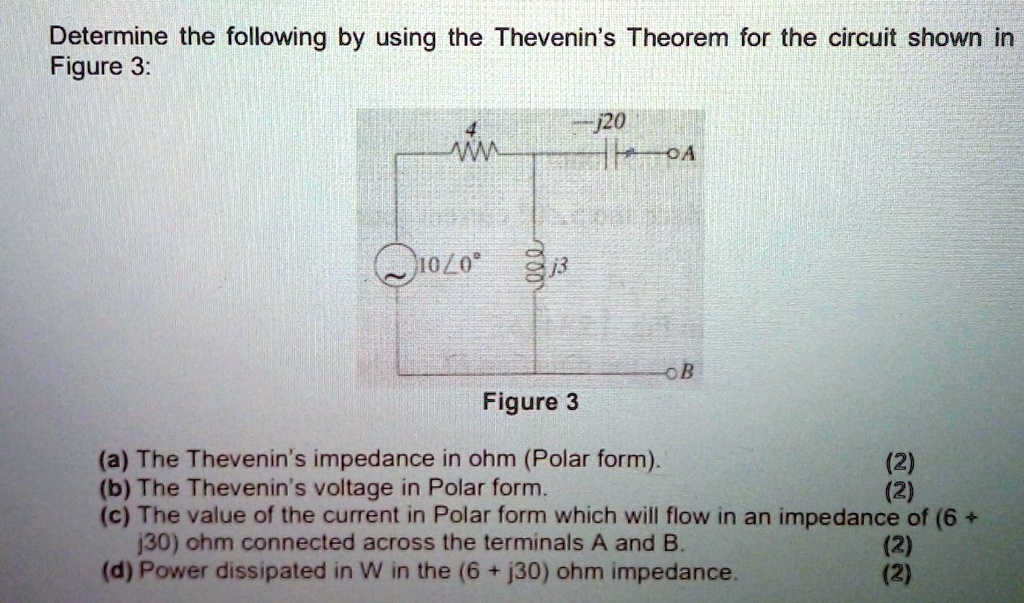 SOLVED: Determine the following by using the Thevenin's Theorem for the circuit shown in Figure ...