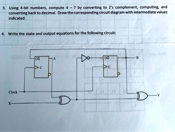 Solved Using 4 Bit Numbers Compute 4 7 By Converting To 2s Complement Computing And