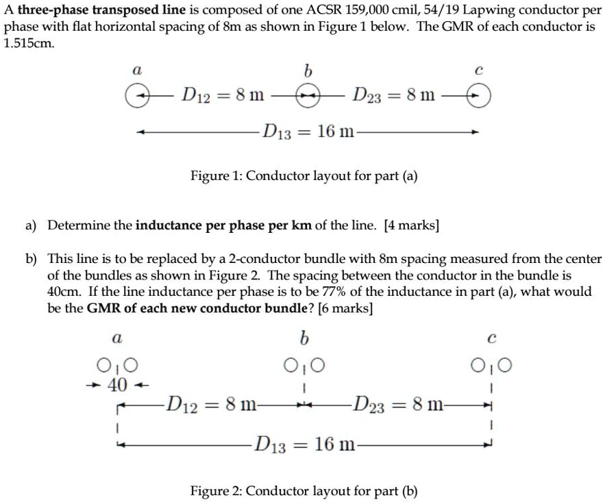 SOLVED: A three-phase transposed line is composed of one ACSR 159,000 ...