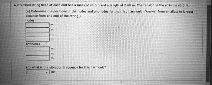 SOLVED: stretched string fIxed at each end has Mass 41,0 lenotn 07 60 m. The tonsion the string ...