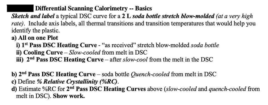SOLVED: Differential Scanning Calorimetry - Basics Sketch and label a ...