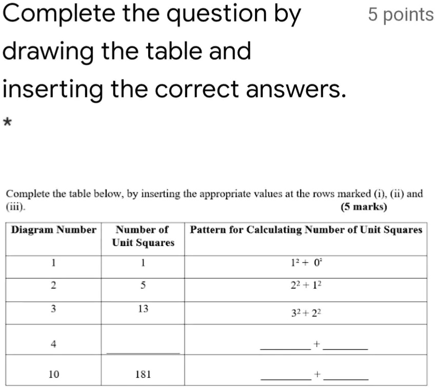 Solved Complete The Table Below By Inserting The Appropriate Values At The Rows Marked With 