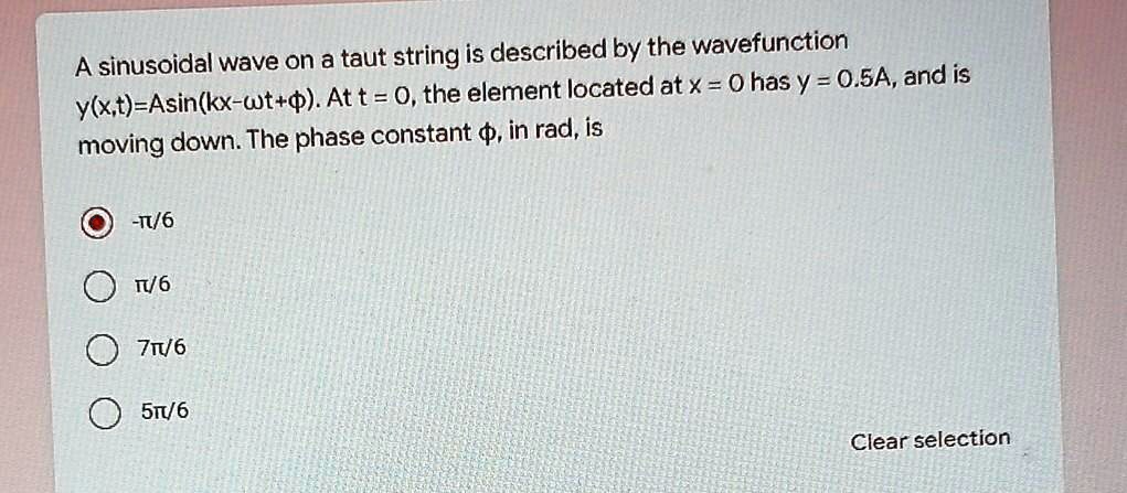A Sinusoidal Wave On A Taut String Is Described By The Wavefunction Y X