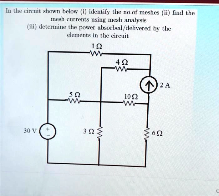 In the circuit shown below (i) identify the no.of meshes (ii) find the ...