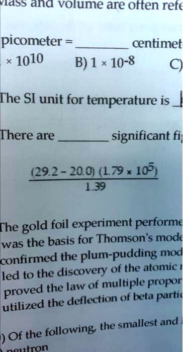 and volume are often refe picometer = centimeters × 1010 B) 1 × 10?? C ...