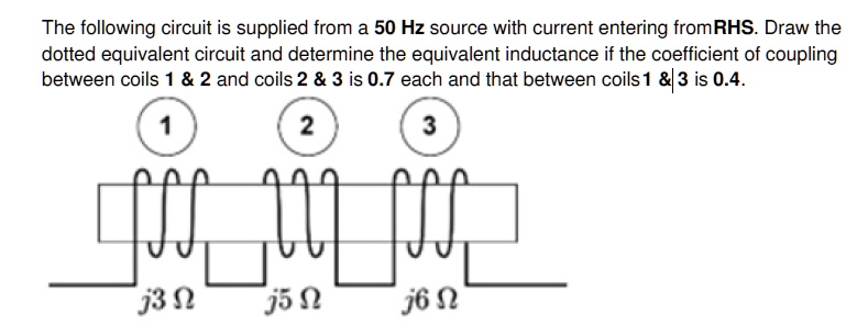The following circuit is supplied from a 50 Hz source with current ...