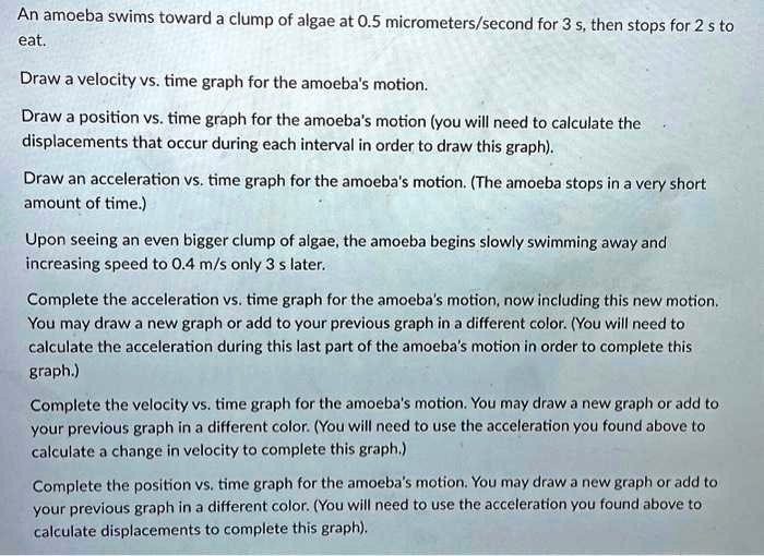 SOLVED: An amoeba swims toward a clump of algae at 0.5 micrometers ...