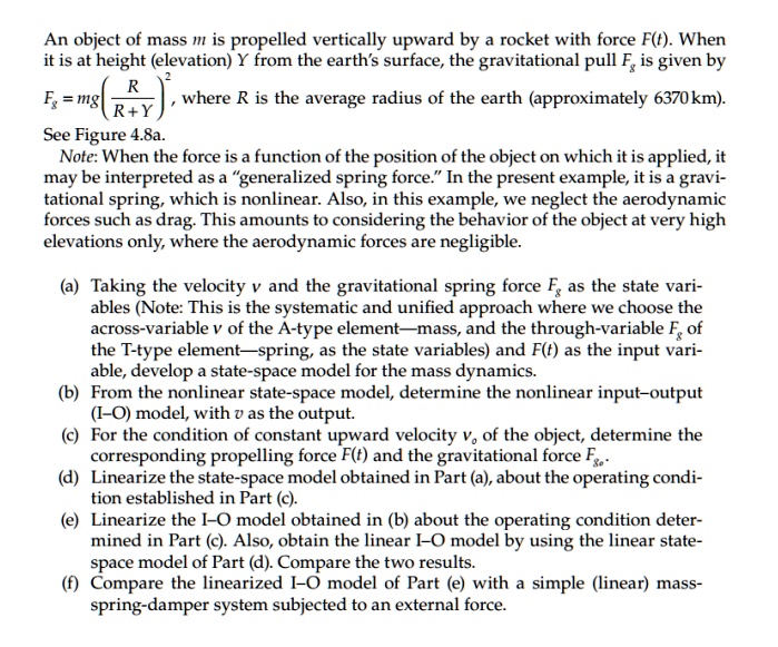 an object of mass m is propelled vertically upward by a rocket with ...