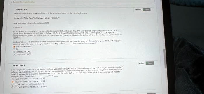 SOLVED: 5. Create a new variable Index in column H of the worksheet based on the following ...