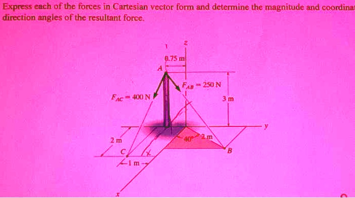 SOLVED: Express each of the forces in Cartesian vector form and ...