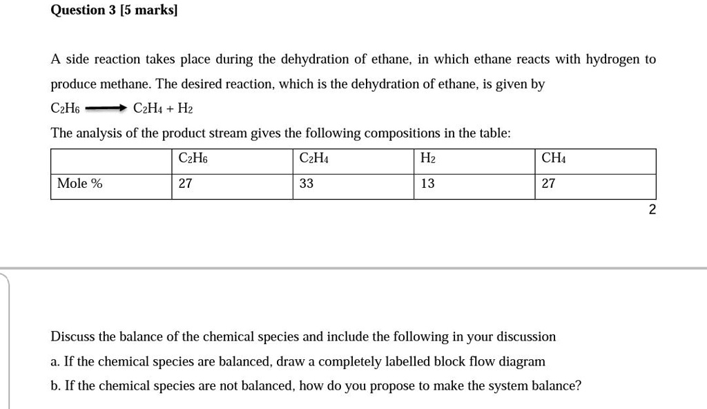 SOLVED: Question 3 [5 marks] A side reaction takes place during the ...