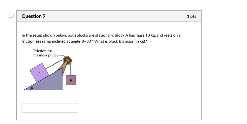 question 9 1 pts in the setup shown below both blocks are stationary ...