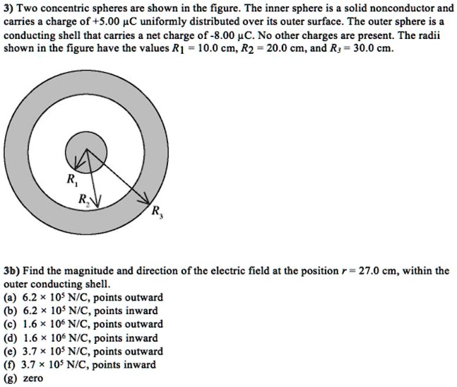 3 two concentric spheres are shown in the figure the inner sphere is ...