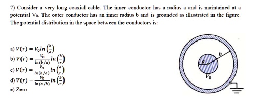 7) Consider a very long coaxial cable. The inner conductor...