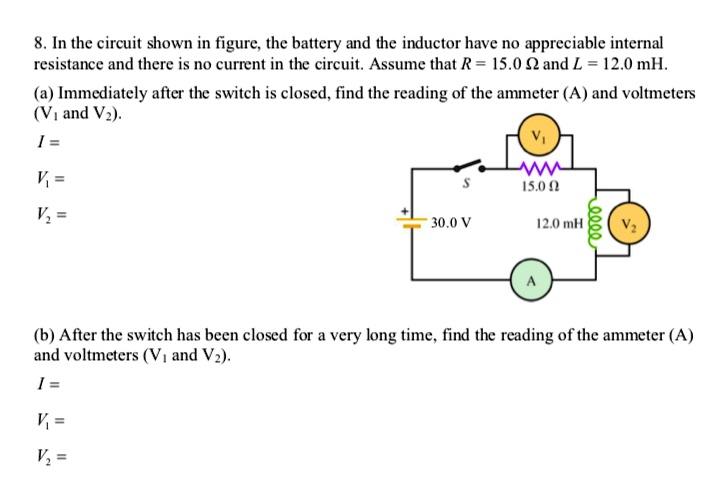 8. In the circuit shown in figure, the battery and the inductor have no ...