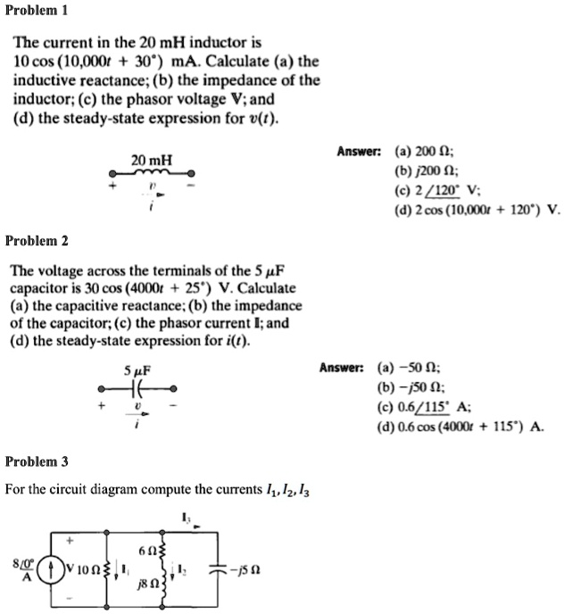 Problem 1 The current in the 20 mH inductor is 10 cos (10,000t + 30°) mA. Calculate (a) the ...