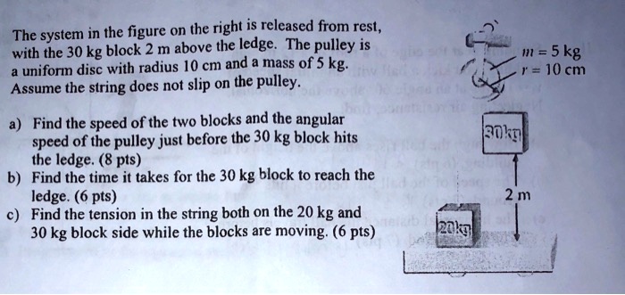 the in the figure on the right is released from rest yhc shetc0 the 30 kg block 2 m above the ...