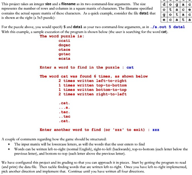 Solved This Project Takes An Integer Size And A Filename As Its Two Command Line Arguments The