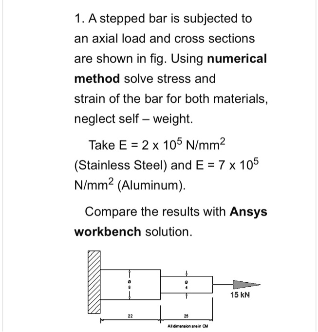 1. A stepped bar is subjected to an axial load and cross sections are ...