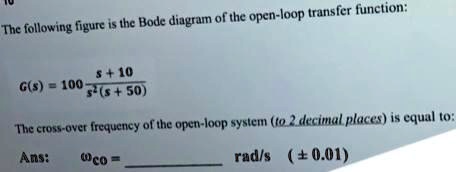 the following figure is the bode diagram of the open loop transfer function s10 the cross over ...