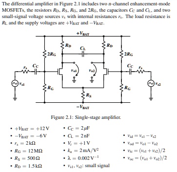 SOLVED: 1. Calculate the quiescent drain current, ID,Q, of each MOSFET. 2. Calculate the small ...