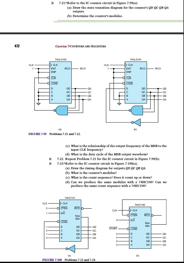 b 7 21refer to the ic counter circuit in figure 7 99a a draw the state transition diagram for ...