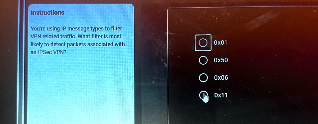 instructions youre using ip message types to filter vpn related traffic ...