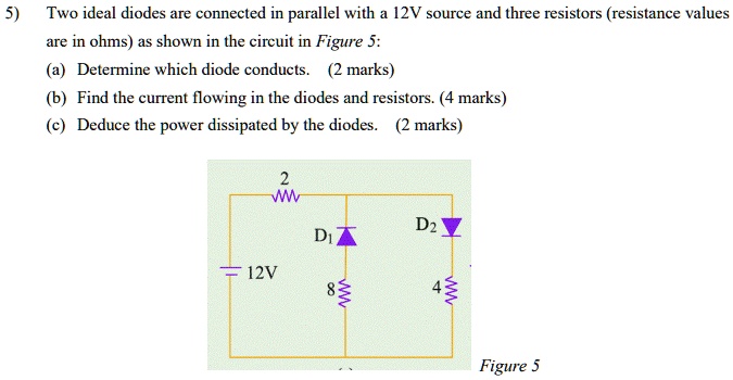 SOLVED: Two ideal diodes are connected in parallel with [2V source and three resistors ...