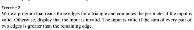 Java Language Exercise Write Program That Reads Three Edges For 5139