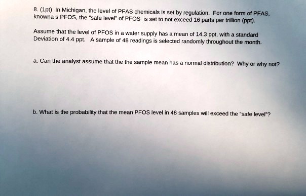 Ipt in michigan the level pfas chemicals set by regulation...