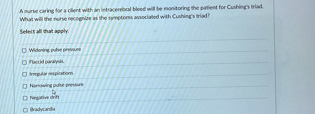 a nurse caring for a client with an intracerebral bleed will be ...