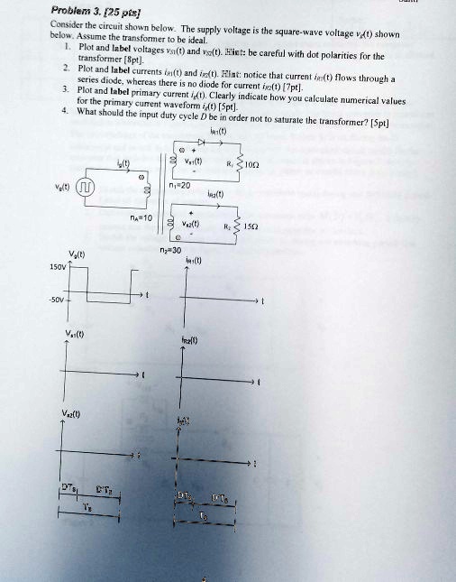 SOLVED: Problem 3. [25 points] Consider the circuit shown below. The supply voltage is the ...