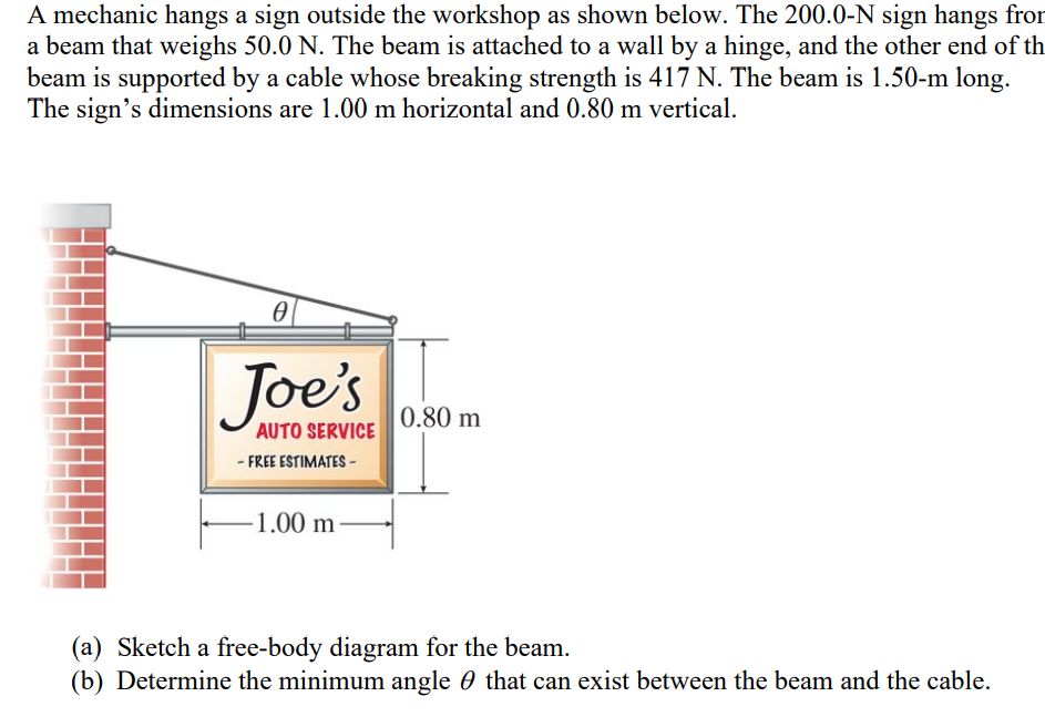 A mechanic hangs a sign outside the workshop as shown below. The 200.0 ...