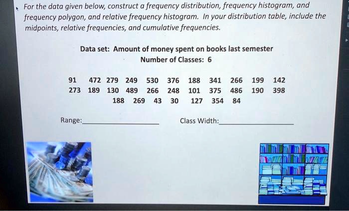 SOLVED: For the data given below; construct frequency distribution, frequency histogram, and ...