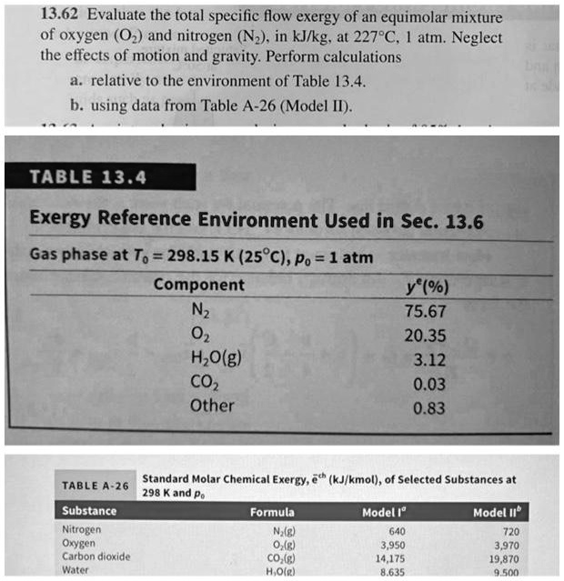 13.62 Evaluate the total specific flow exergy of an equimolar mixture ...