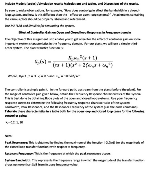 Solved Hint Use S Tfls For Simulating The Transfer Function In A Matlab Script 1 Use 0613