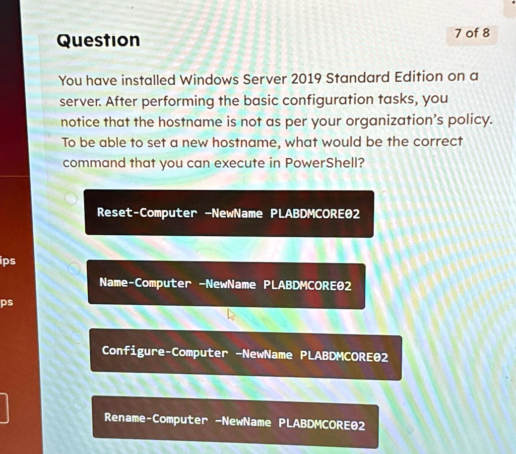 VIDEO solution: 7 of 8 You have installed Windows Server 2019 Standard ...