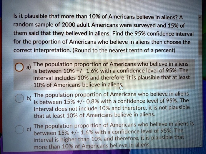 is it plausible that more than 10 of americans believe in aliens a ...