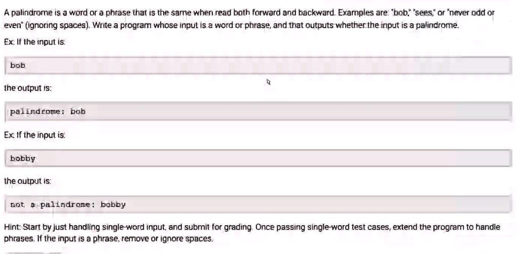 SOLVED: A palindrome is a word or a phrase that is the same when read ...