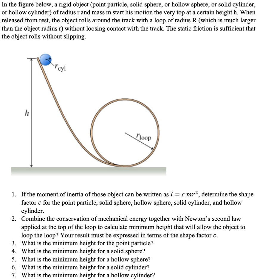 in the figure below a rigid object point particle solid sphere or ...