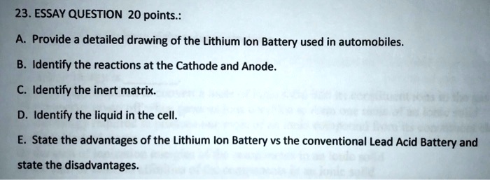 23. ESSAY QUESTION 20 points.: A. Provide a detailed drawing of the ...